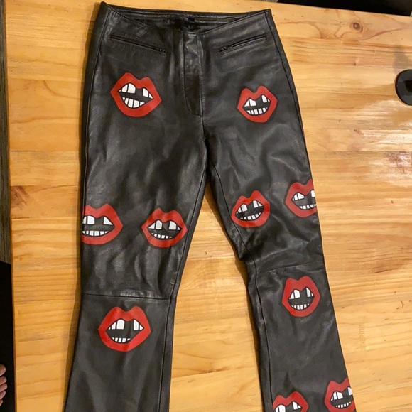 Pants & Jumpsuits | Custom Faux Leather Lip Pants | Poshmark